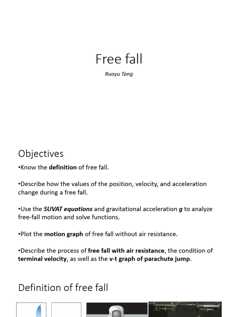 Understanding Free Fall Dynamics | PDF | Acceleration | Drag (Physics)