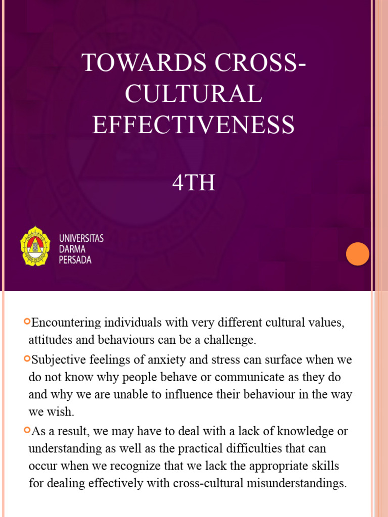 Ccu 4 Towards Cross-Cultural Effectiveness | PDF | Cross Cultural Communication | Stereotypes