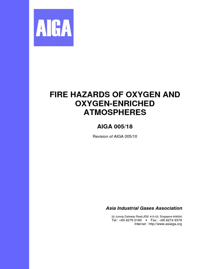 En AIGA 005 18 Fire Hazards of Oxygen and Oxygen Enriched Atmospheres ...