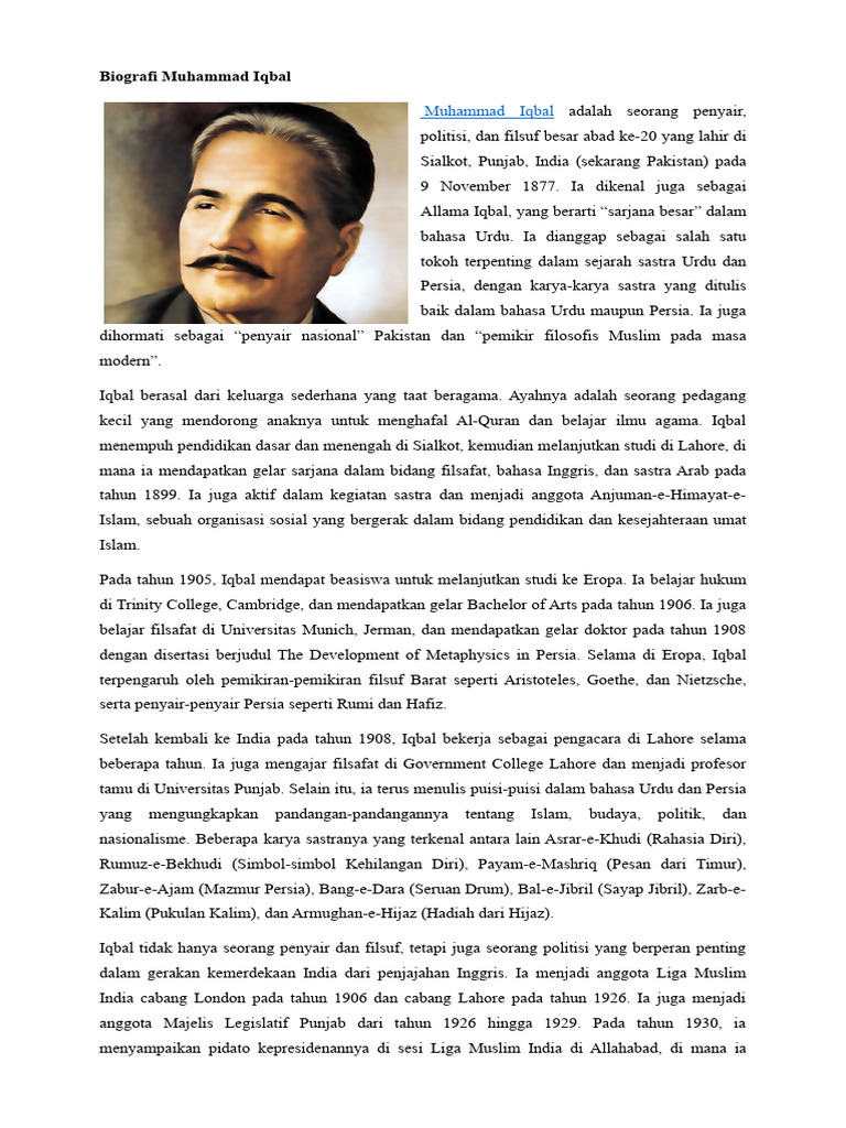 Biografi Muhammad Iqbal | PDF