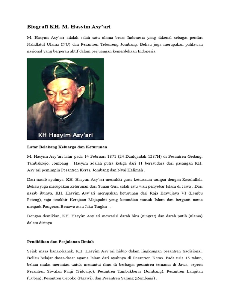 Biografi KH HASYIM ASY'ARI | PDF