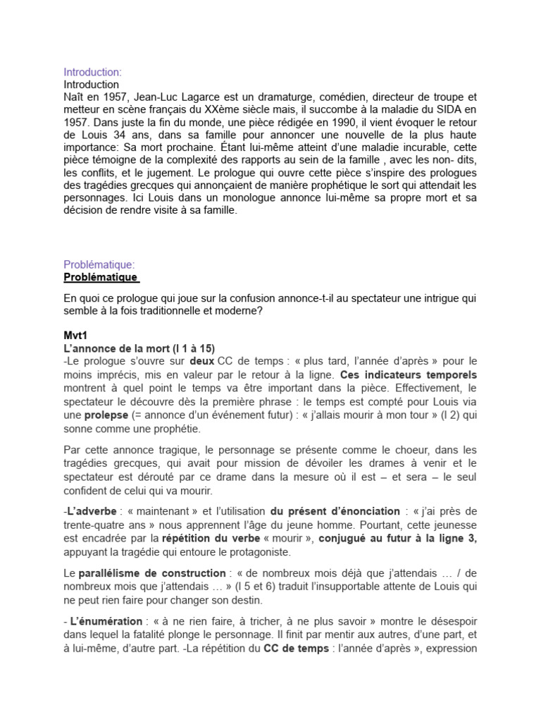 Lagarce Prologue | PDF