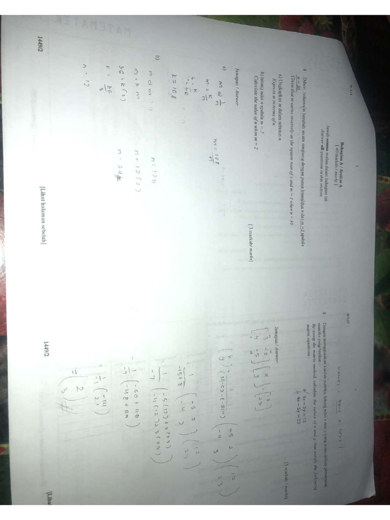 Latihan Matematik f4 | PDF