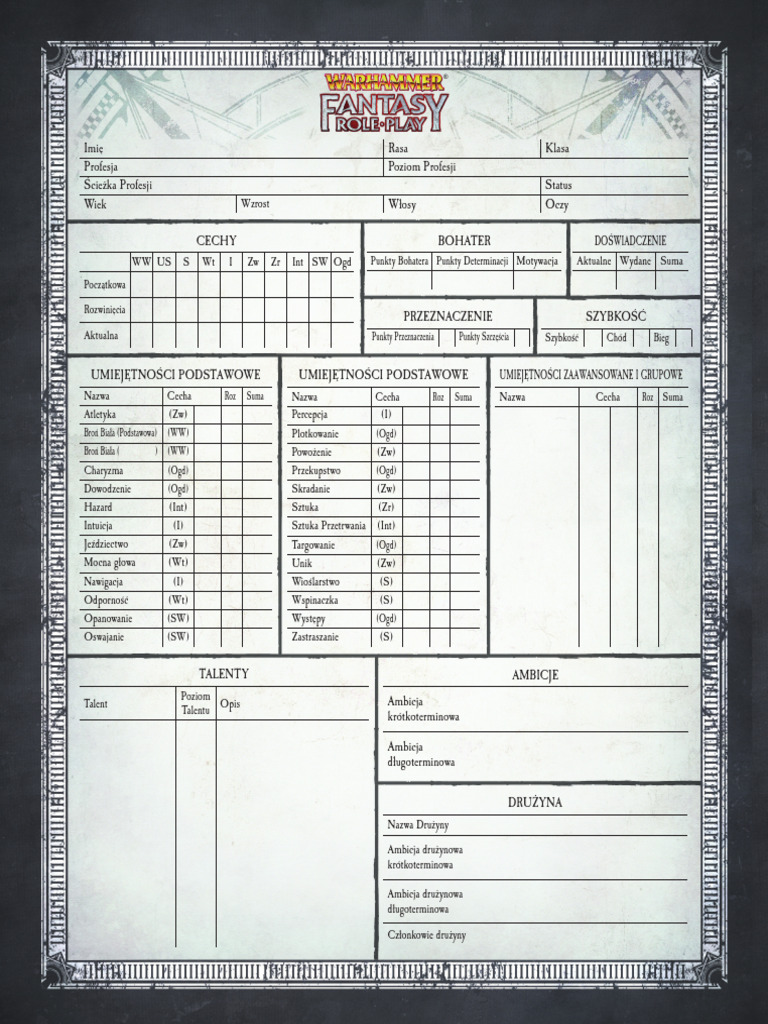 Karta Postaci Wzór | PDF