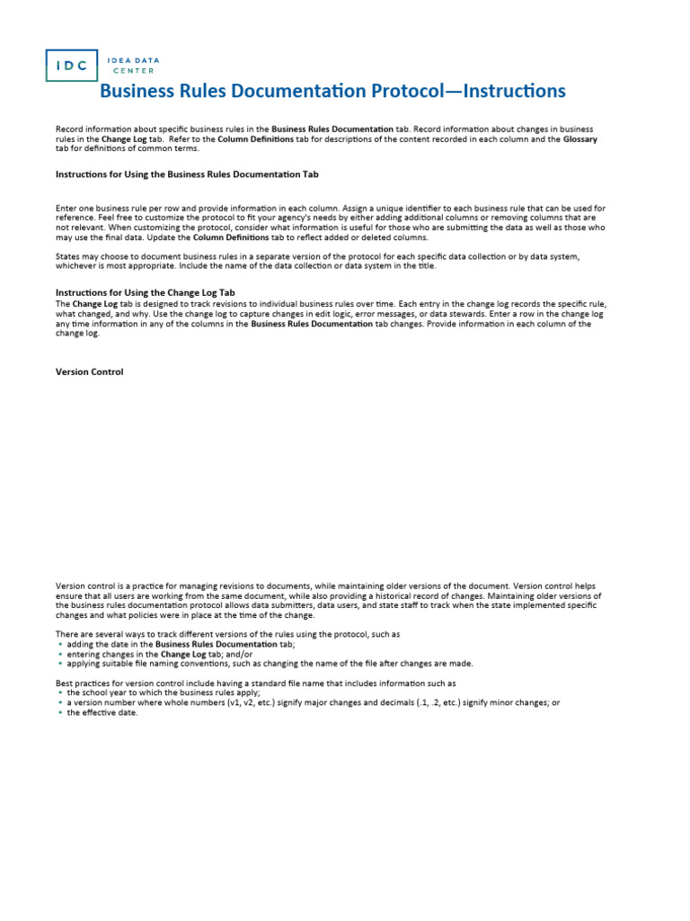 Business Rules Documentation Protocol 11-21 | PDF | Version Control ...