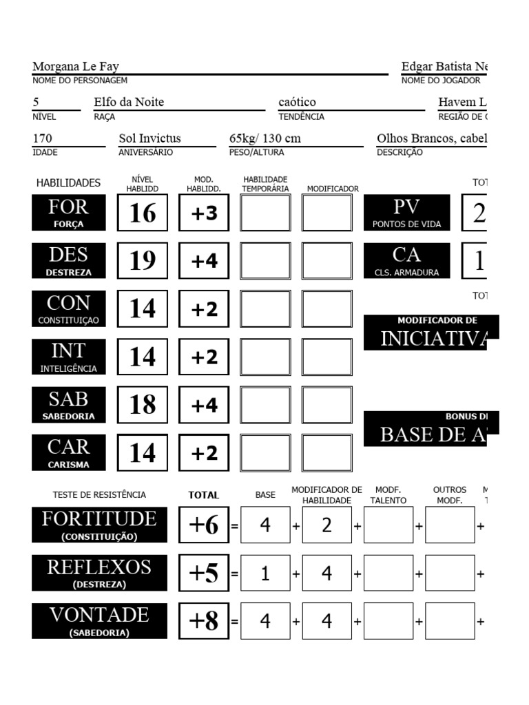 Ficha de D&D 3.5 | PDF