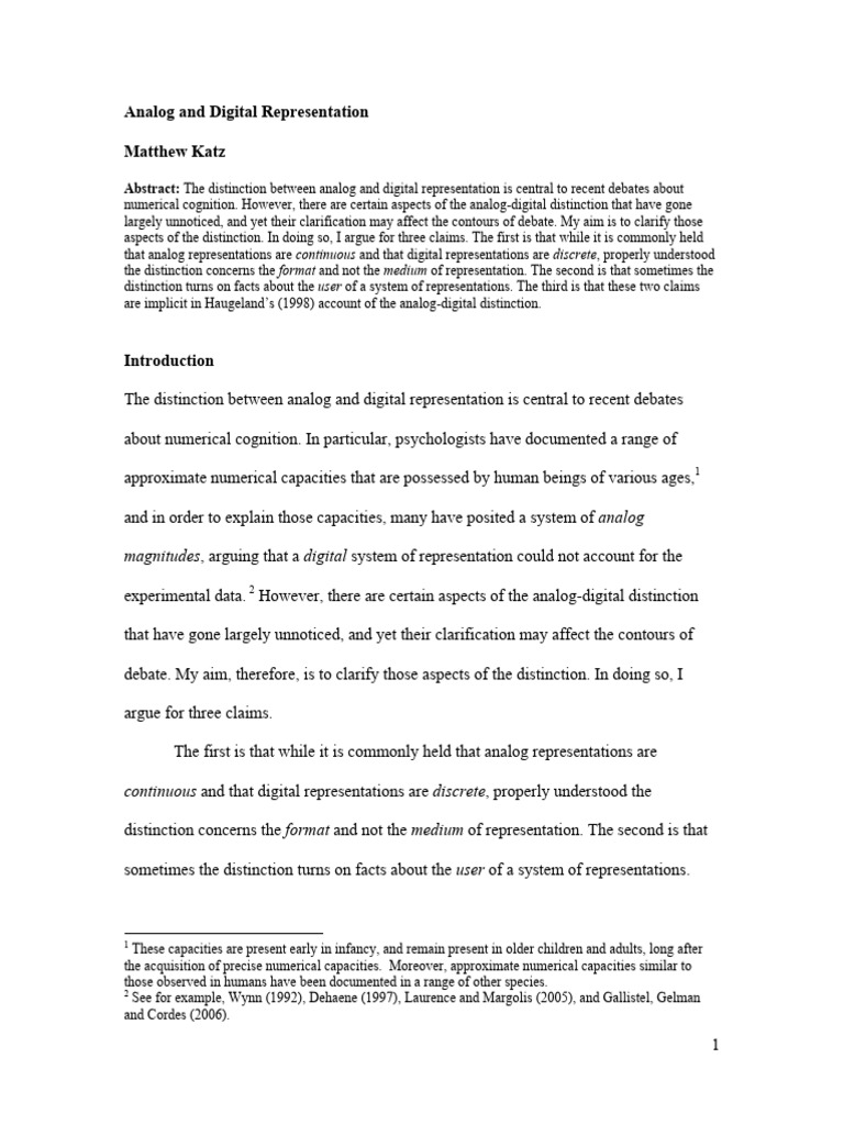 Analog Digital Representation | PDF | Psychology | Behavioural Sciences