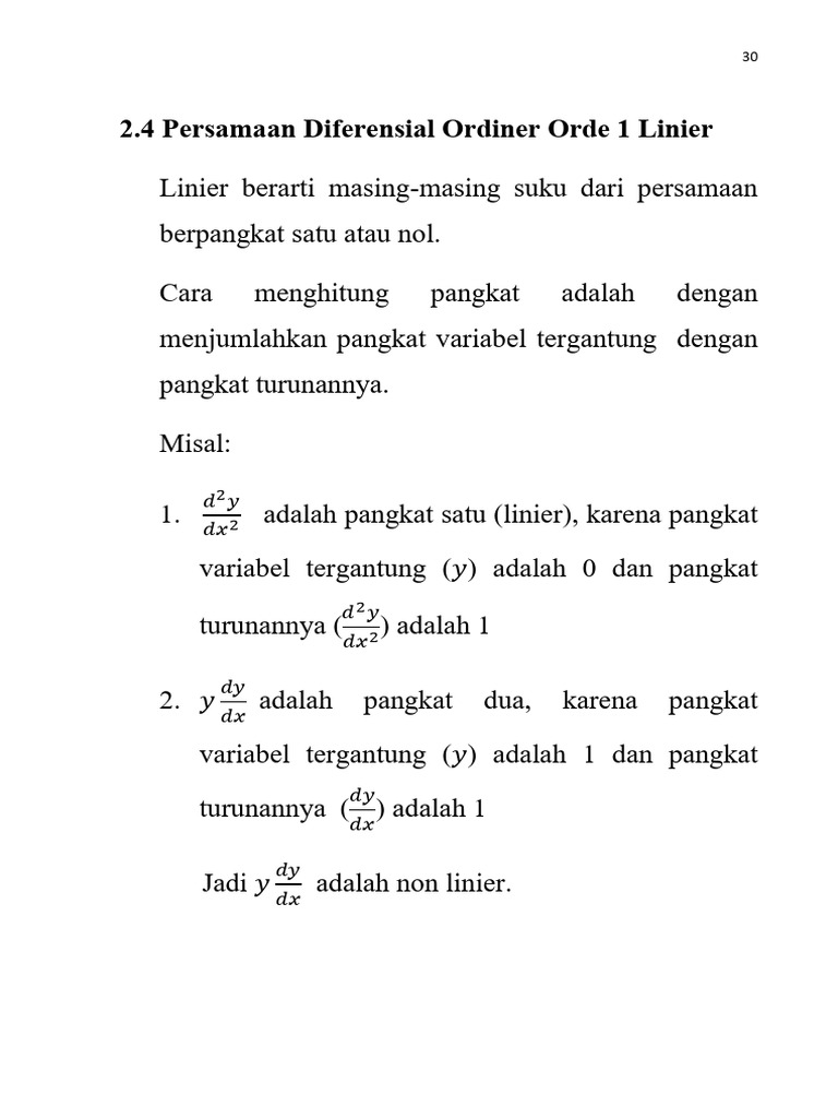 Persamaan Diferensial Orde 1 Linier | PDF