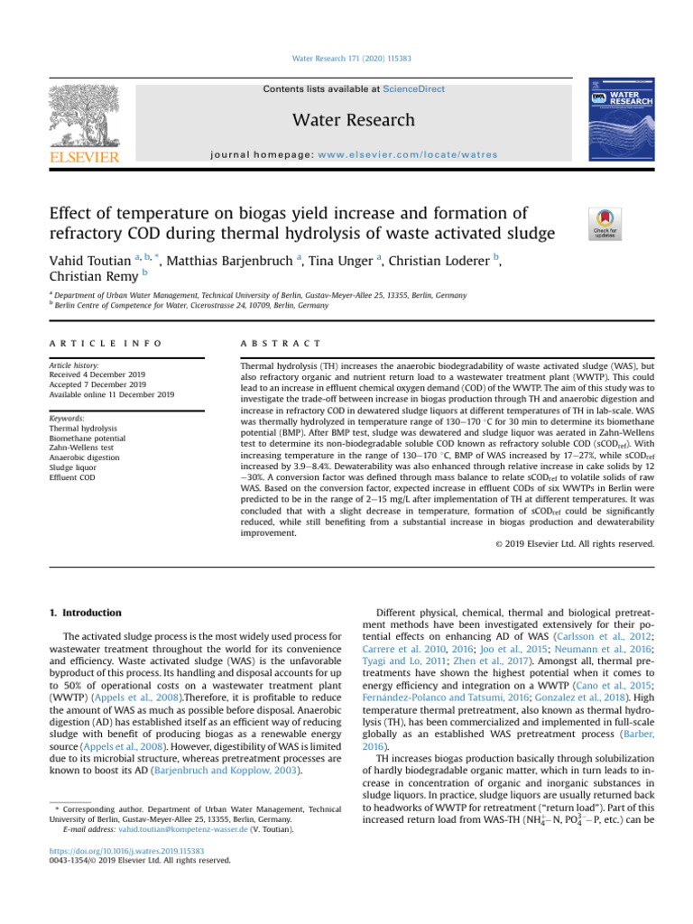 Effect of Temperature On Biogas Yield Increase and Formation of | PDF ...