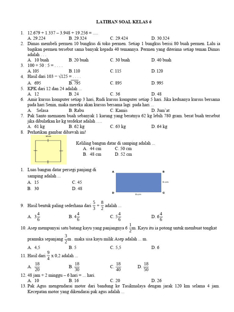 Latihan Soal Us Kelas 6 Fix | PDF