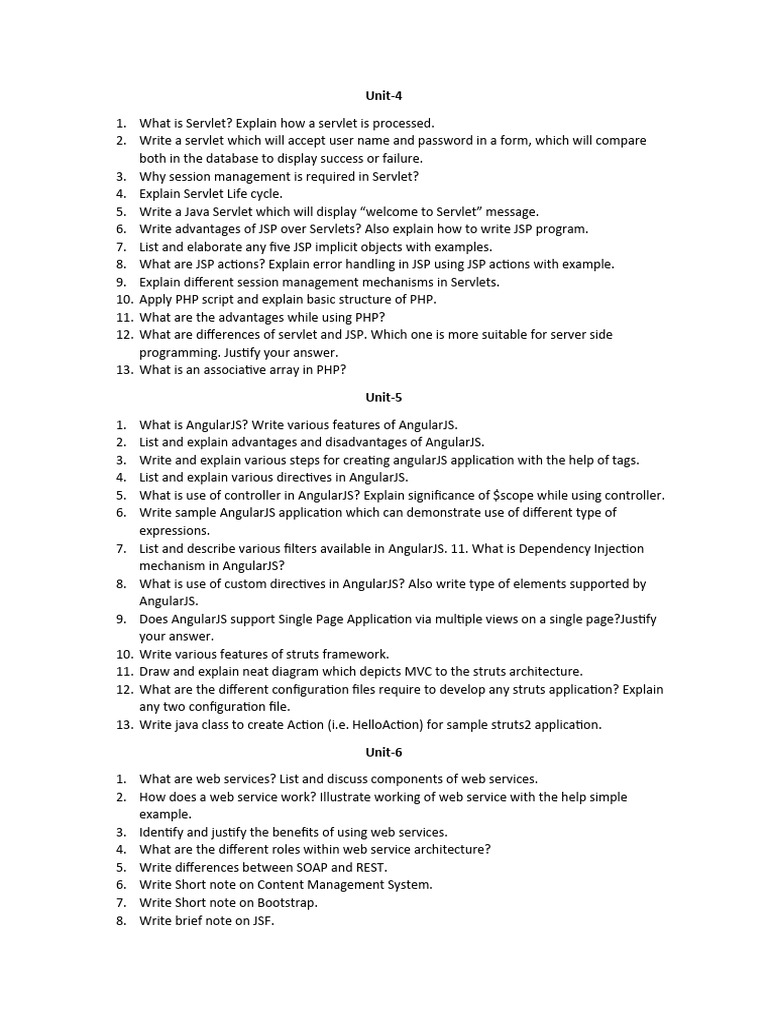 MWA Question Bank | PDF | Angular Js | World Wide Web