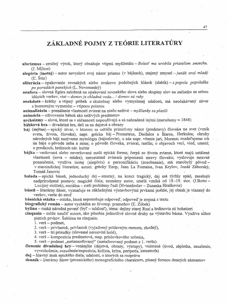 Pojmy Z Literatury | PDF