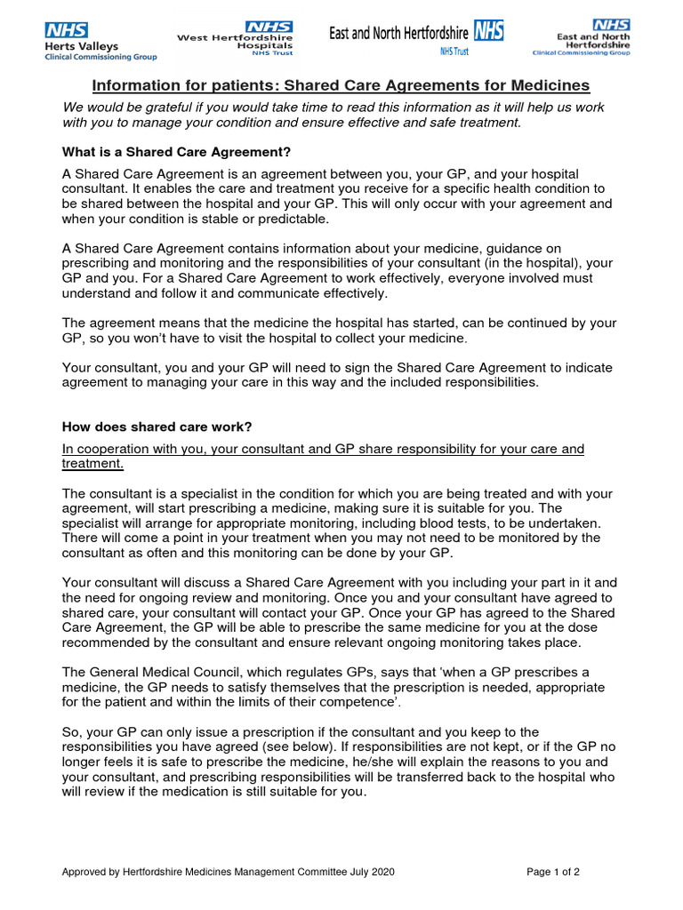 What Is A Shared Care Protocol | PDF | General Practitioner | Medicine