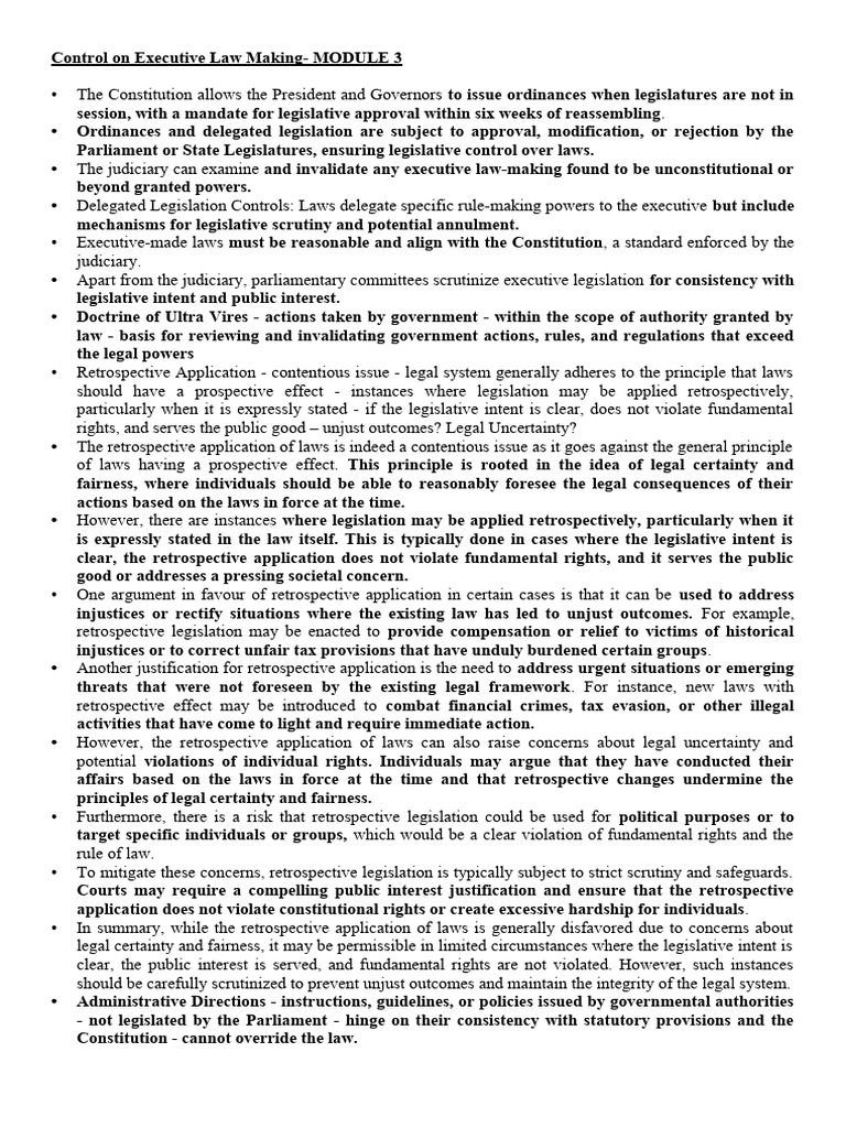 Control On Executive Law Making Mod 3 | PDF | Advocate | Committee
