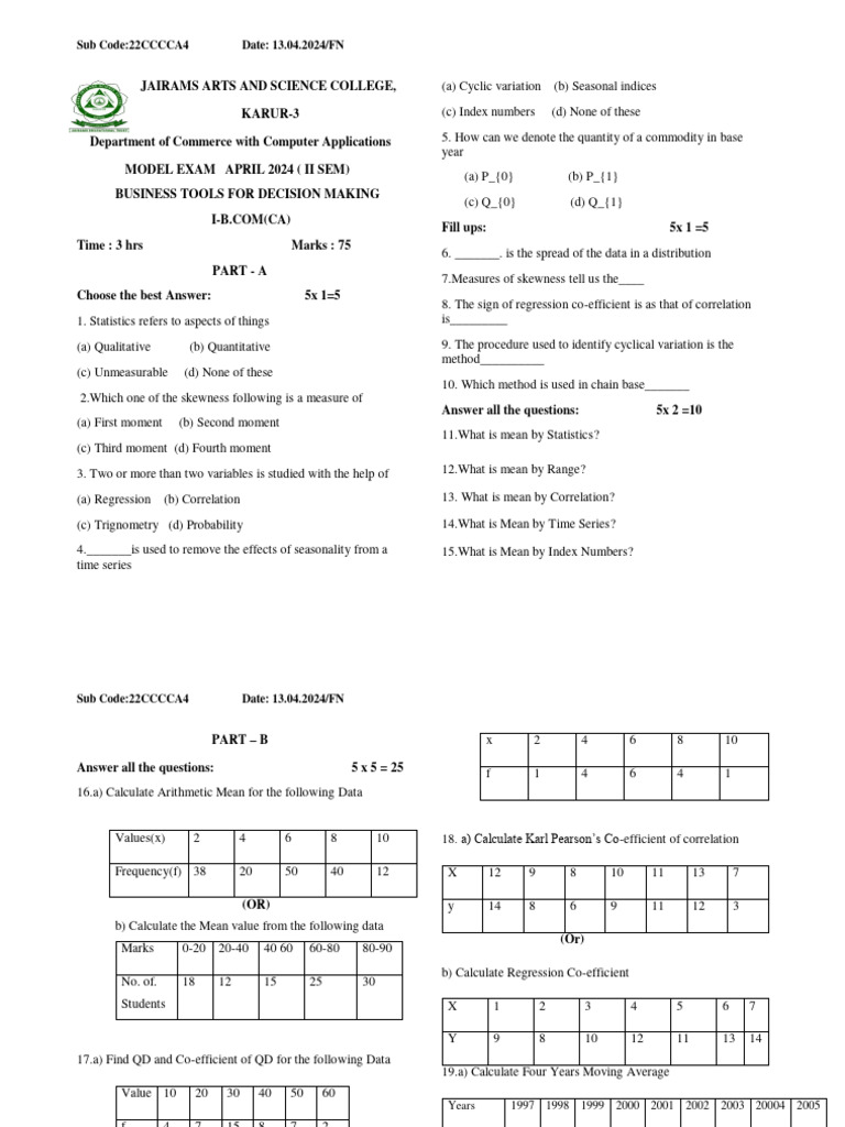 Sat QP | PDF | Statistics | Mean