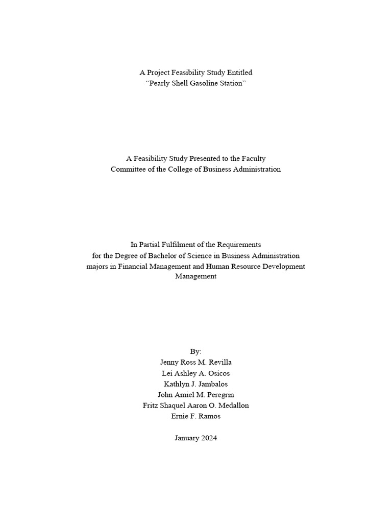 Feasibility Study 1 1 2.3.4 1 | PDF | Hydrocarbons | Gasoline