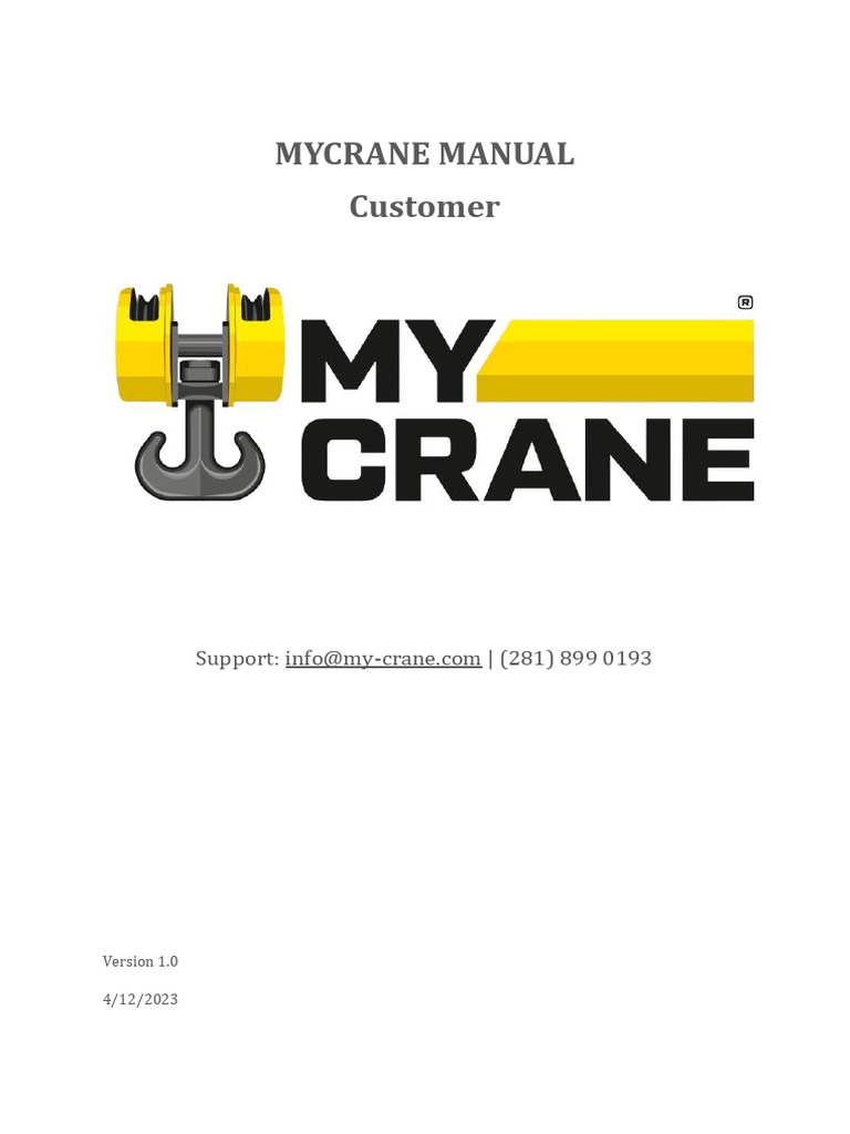 Manual - MYCRANE - Registration For Customers | PDF | Crane (Machine ...