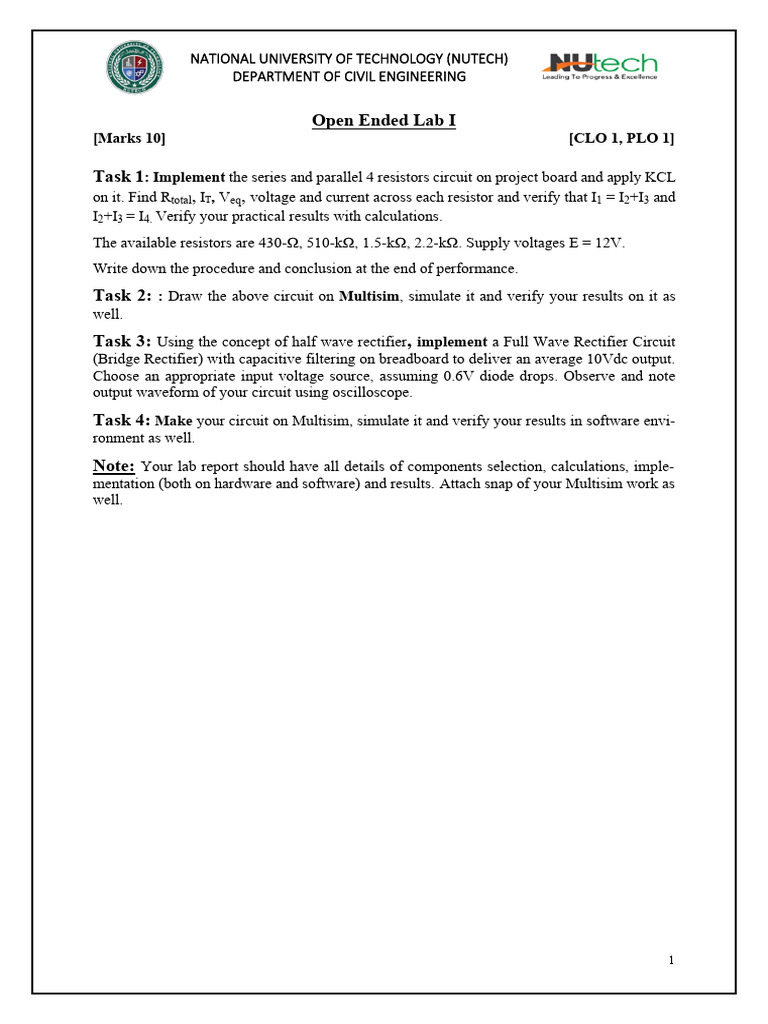 CE 1107 Open Ended Lab 1 | PDF