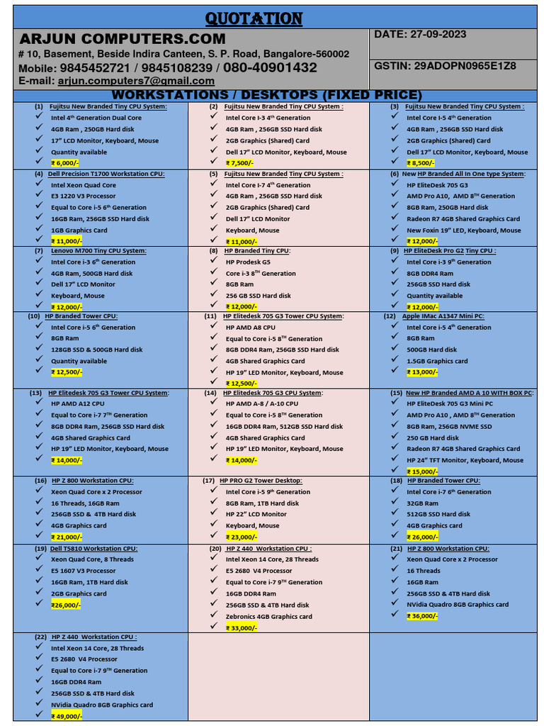 Quotation 29 | PDF | Laptop | Solid State Drive