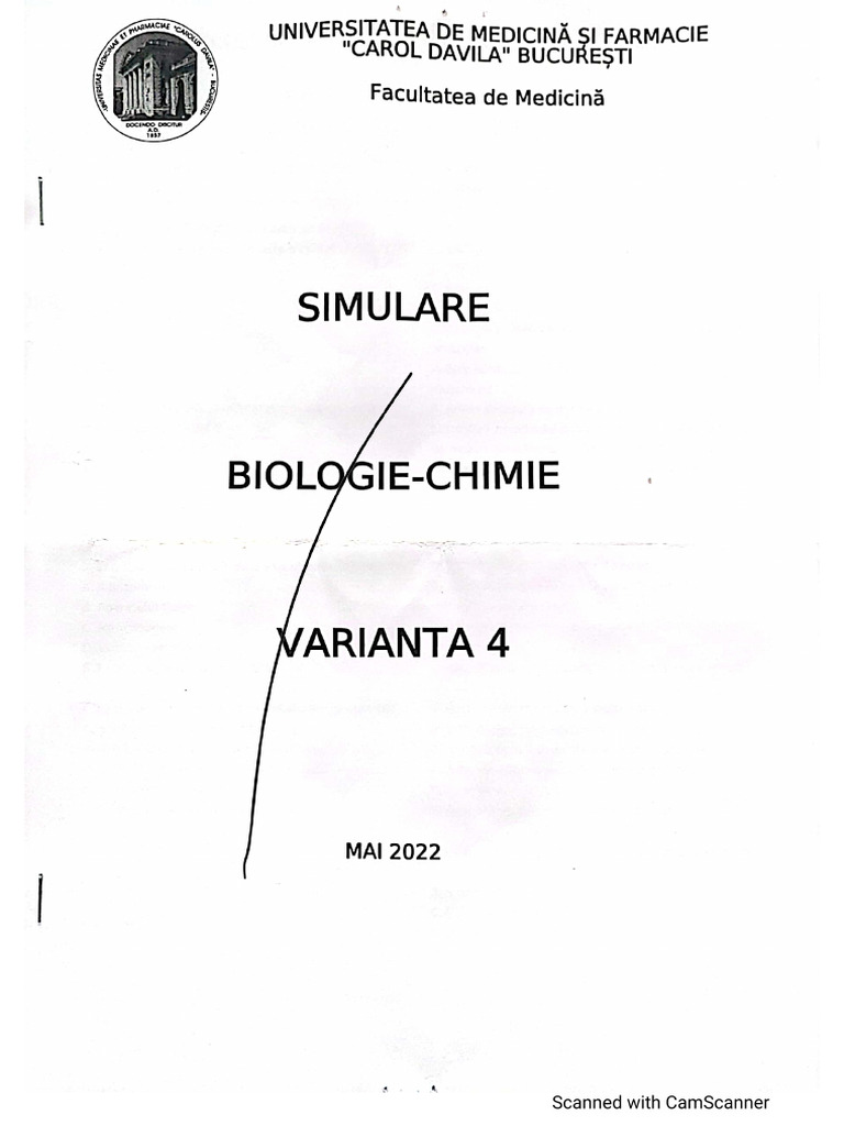 Simulare 2022 Chimie 2 | PDF