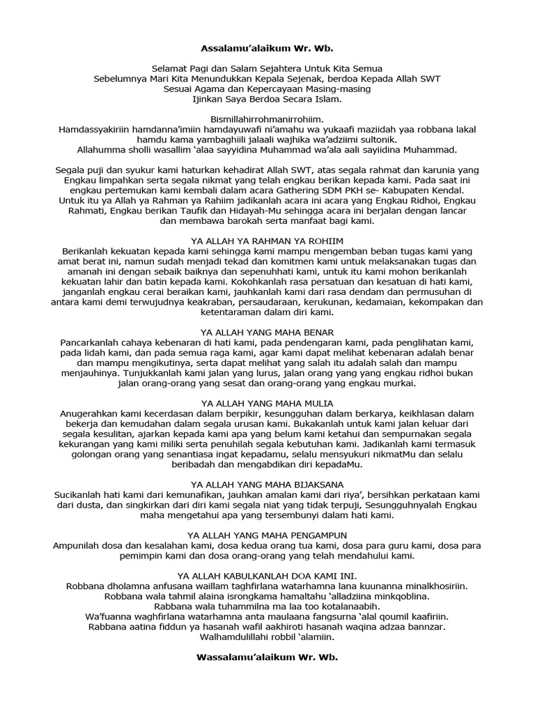 Doa Pembuka Acara Gathering | PDF | Pengembangan Diri | Gaya Hidup