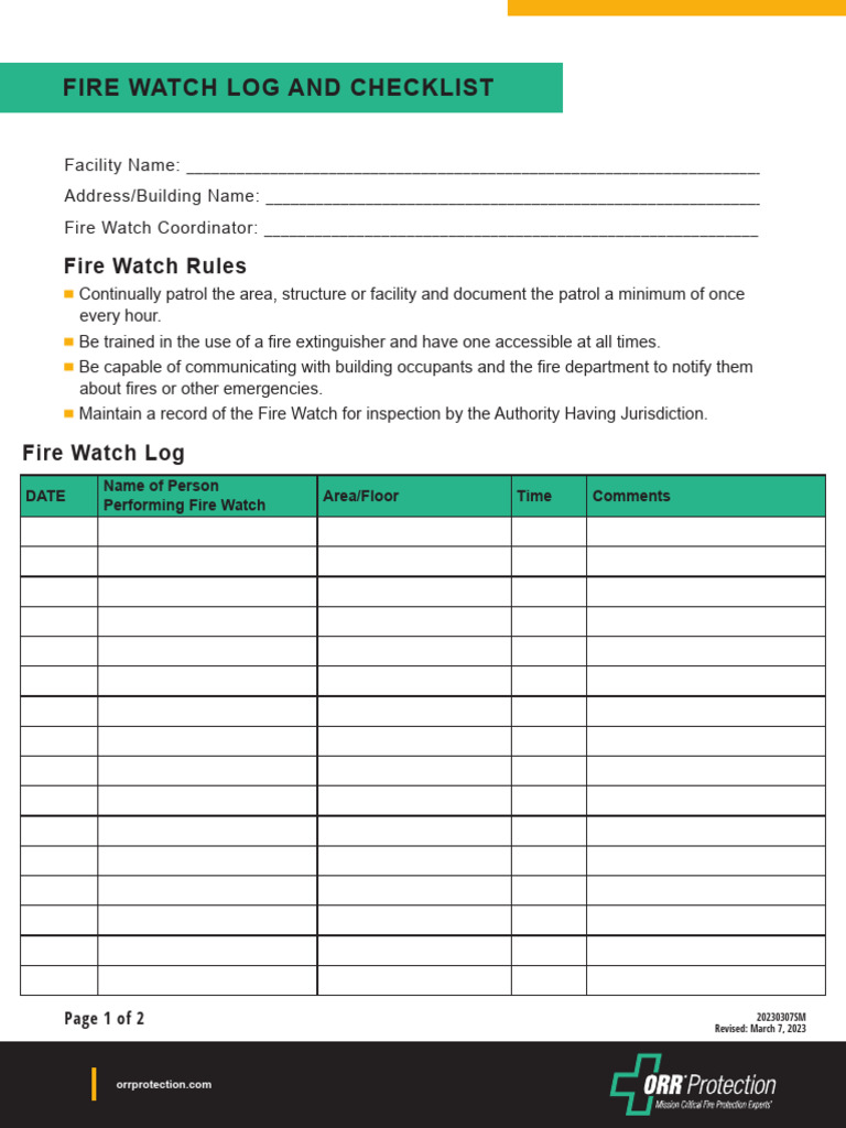 OPS - Fire Watch Log - 042318 | Download Free PDF | Fires | Firefighting