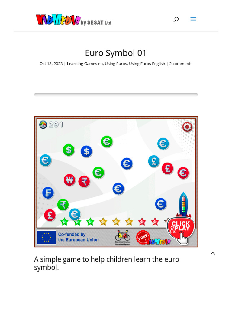 Euro Symbol Learning Game for Kids | PDF | Cognition