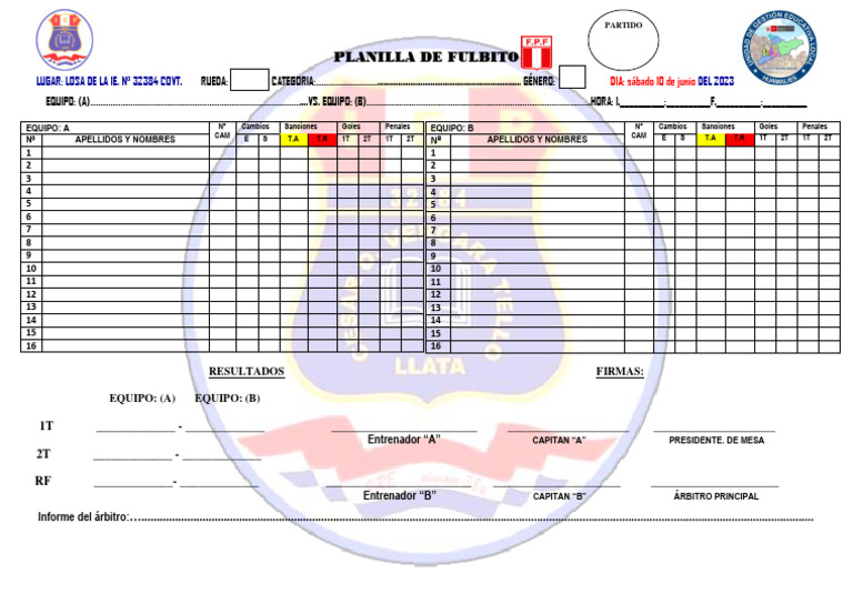 PLANILLA DE FULBITO -2023 | PDF