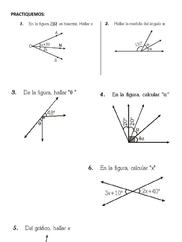 ficha de angulos para sexto | PDF