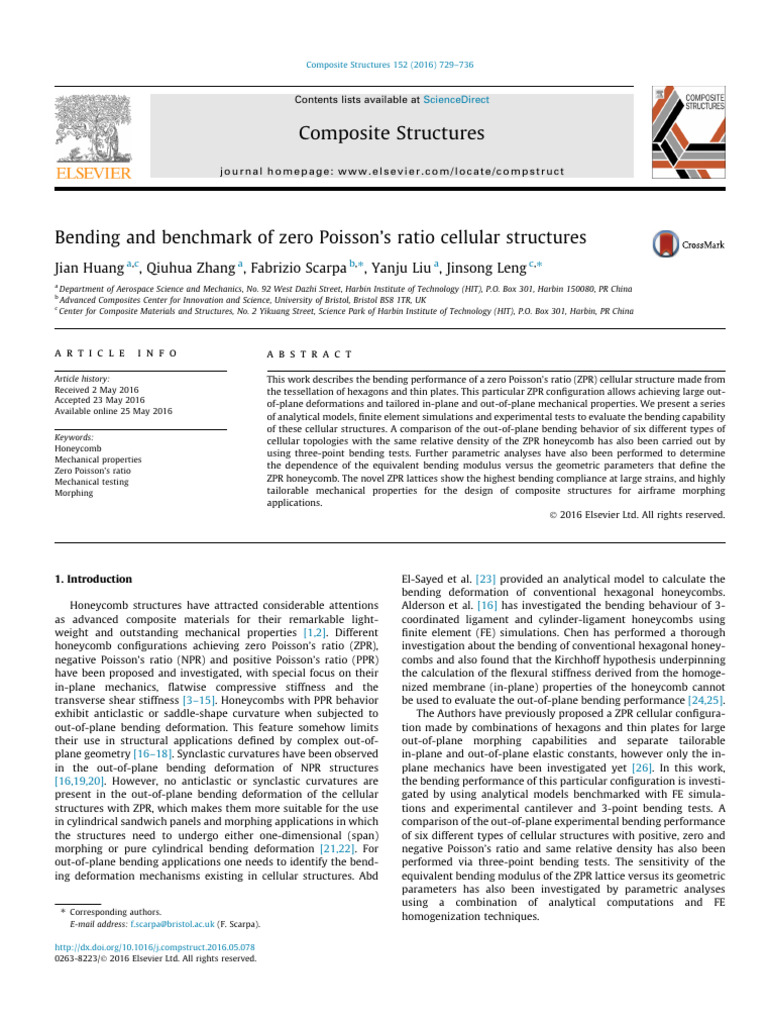 F Zero Poisson's Ratio | PDF | Bending | Composite Material
