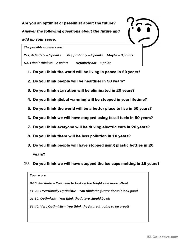 Optimist or Pessimist Quiz - The Environment | PDF