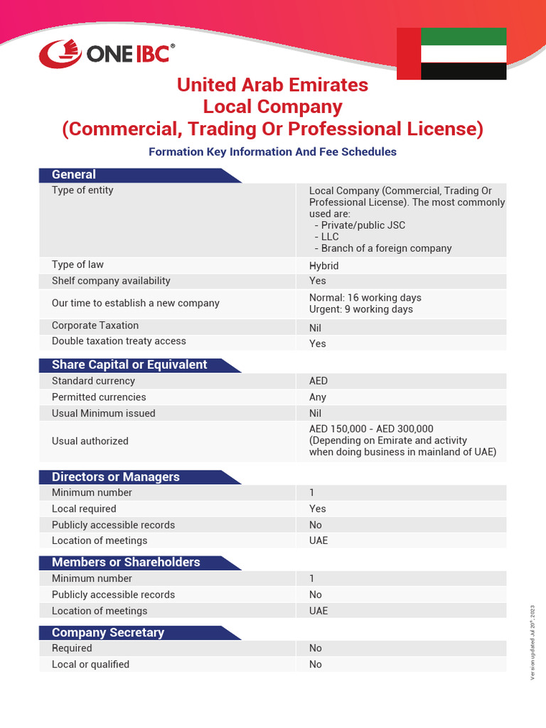 One Ibc United Arab Emirates Local Company Commercial Trading or ...