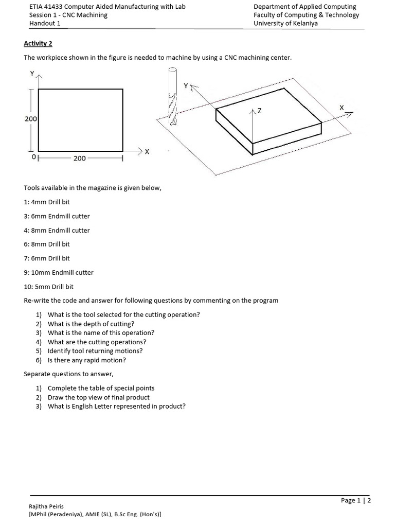 Handout For Practical 2 | PDF | Numerical Control | Machining