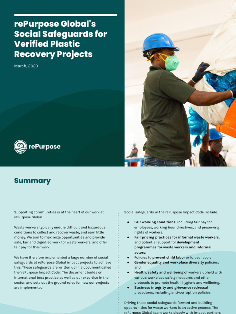 Repurpose Global - Social Safeguards - March 2023 | PDF | Occupational Safety And Health | Waste