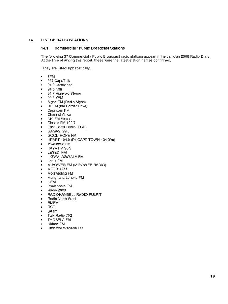 List of Radio Stations | PDF | Mass Media | Telecommunications