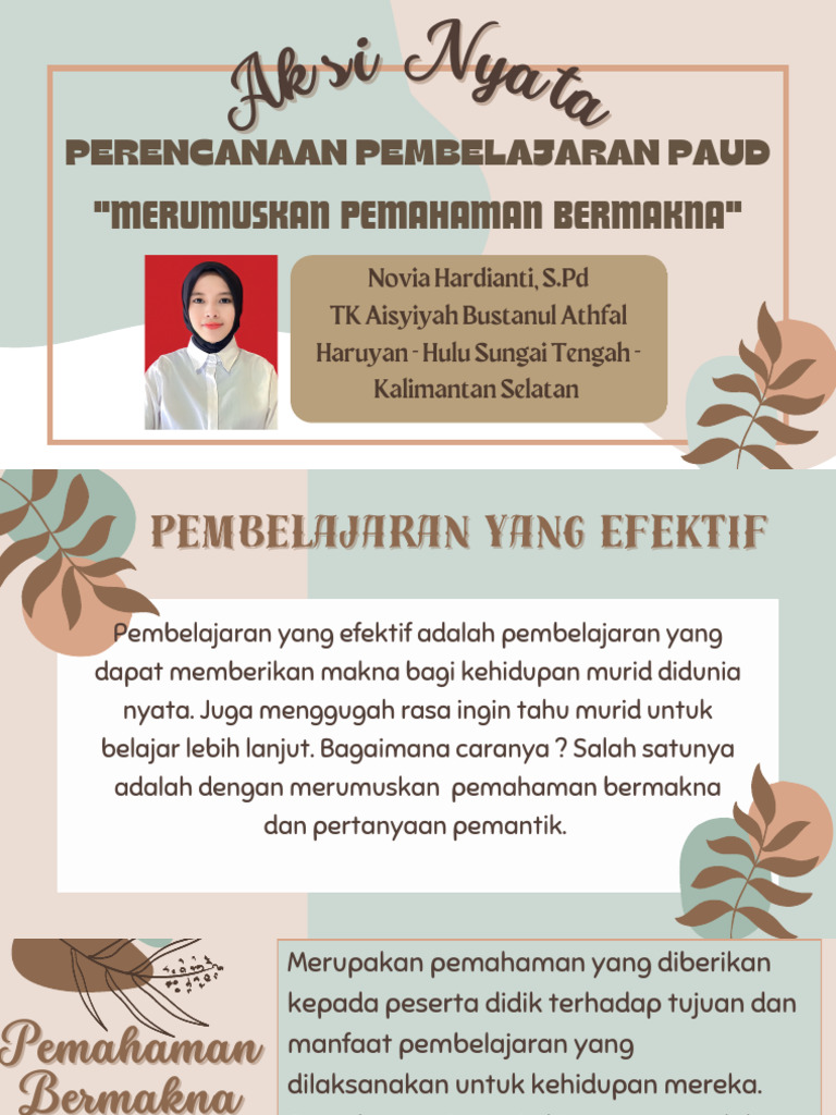 Aksi Nyata Merumuskan Pemahaman Bermakna Novia Hardianti | PDF