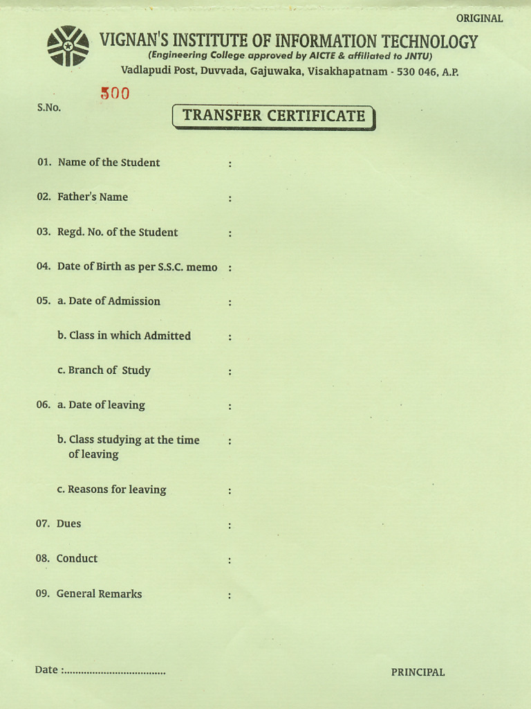 Transfer_Certificate | PDF