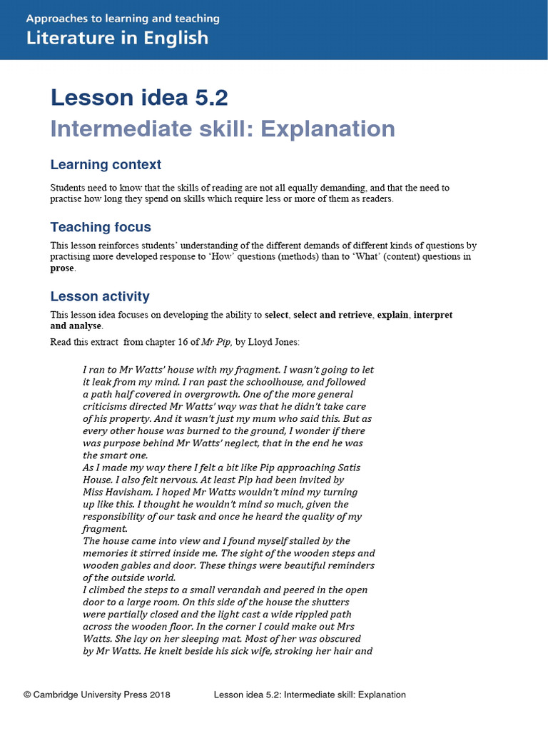 LE - Lesson Idea 5.2 | PDF | Great Expectations | Pip (South Park)