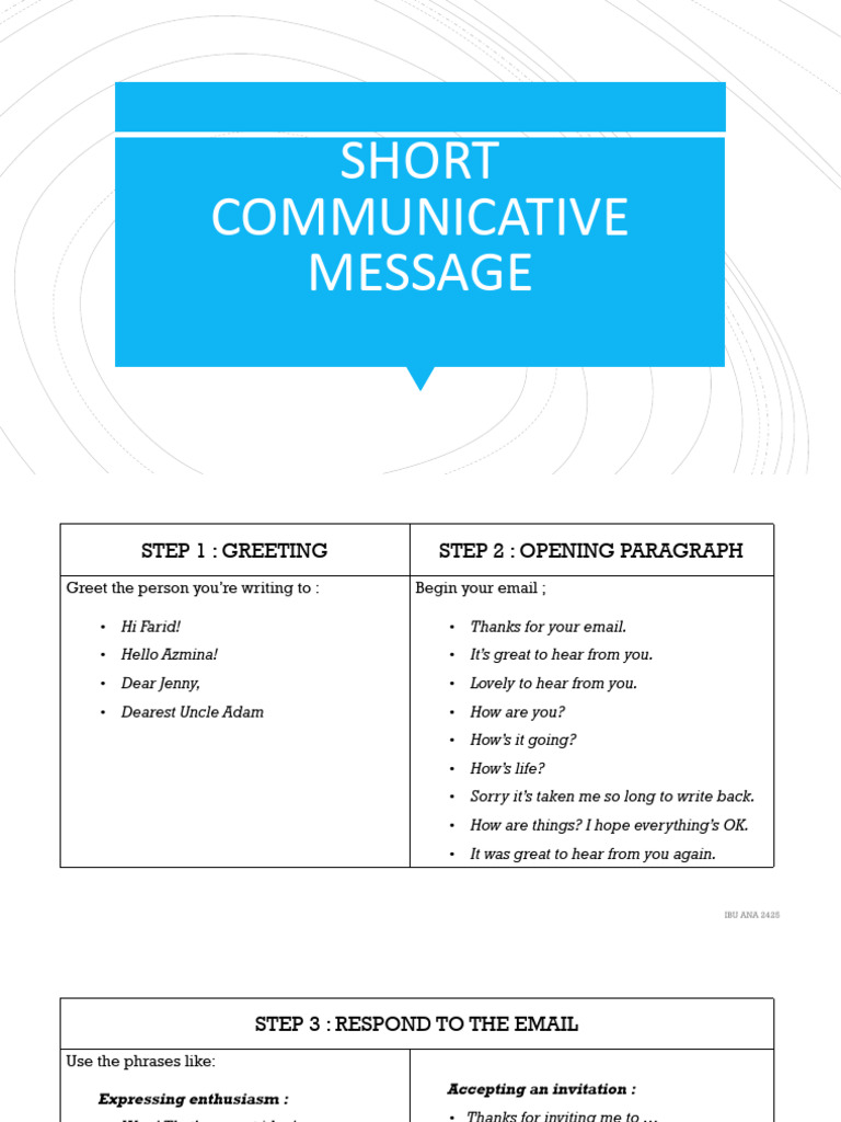 Short Communicative Message | PDF