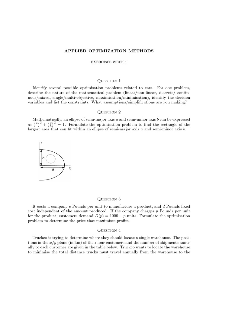 IB352 Warwick Week1 - Seminar - Questions | PDF | Mathematical Optimization | Mathematics