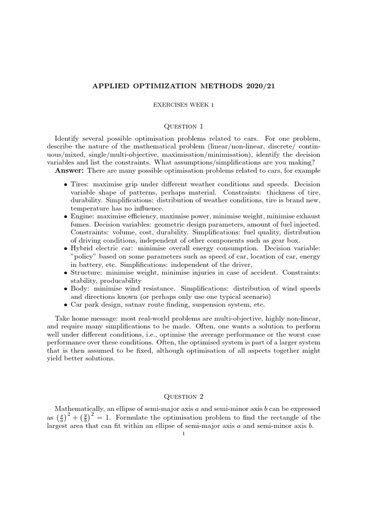 IB352 Warwick Week1 - Seminar - Solutions | PDF | Mathematical Optimization | Mathematical Analysis