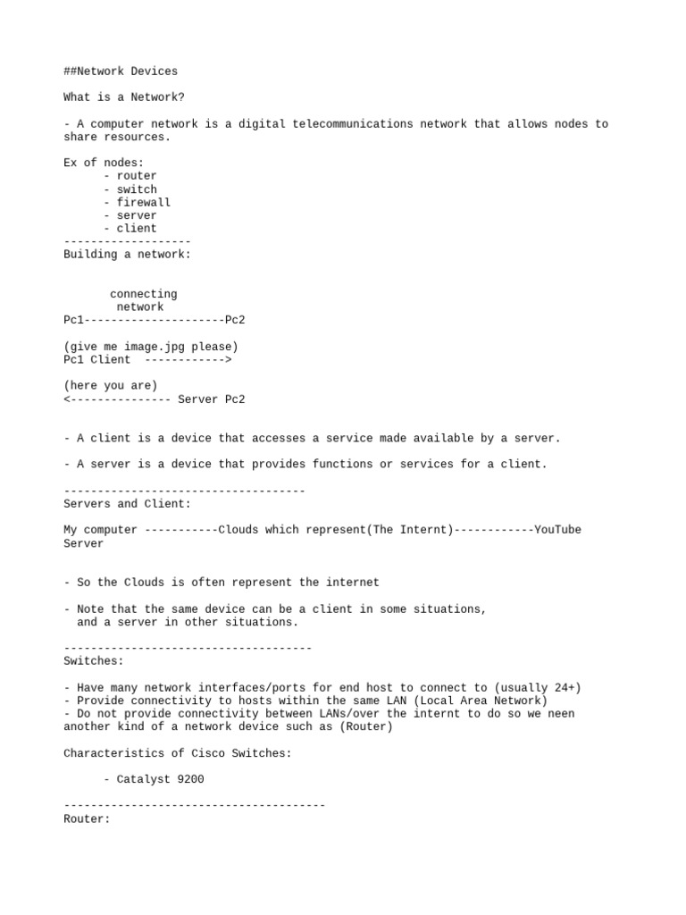 Day1 - Network Devices | PDF | Computer Network | Client (Computing)