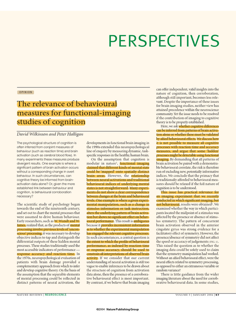 Wilkinson 2004 | PDF | Brain | Mental Chronometry