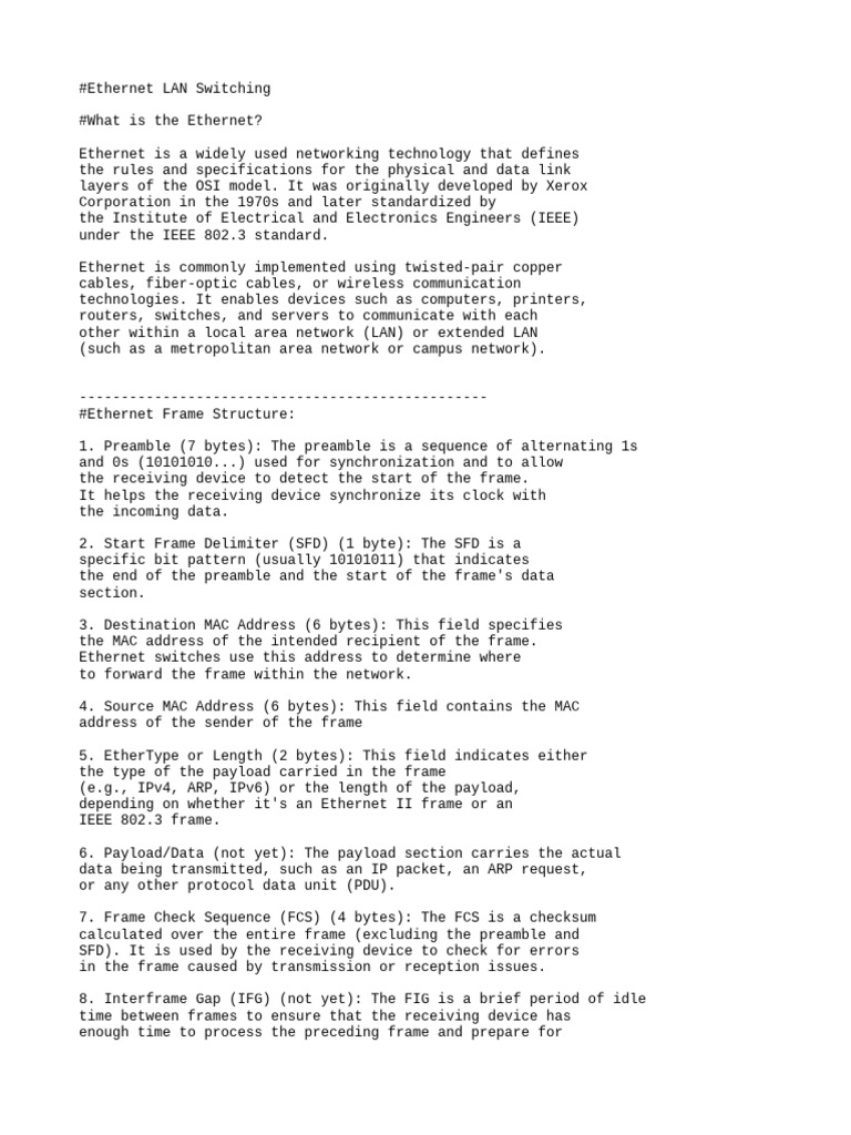 Day5 - Ethernet LAN Switching | PDF | Ethernet | Computer Network