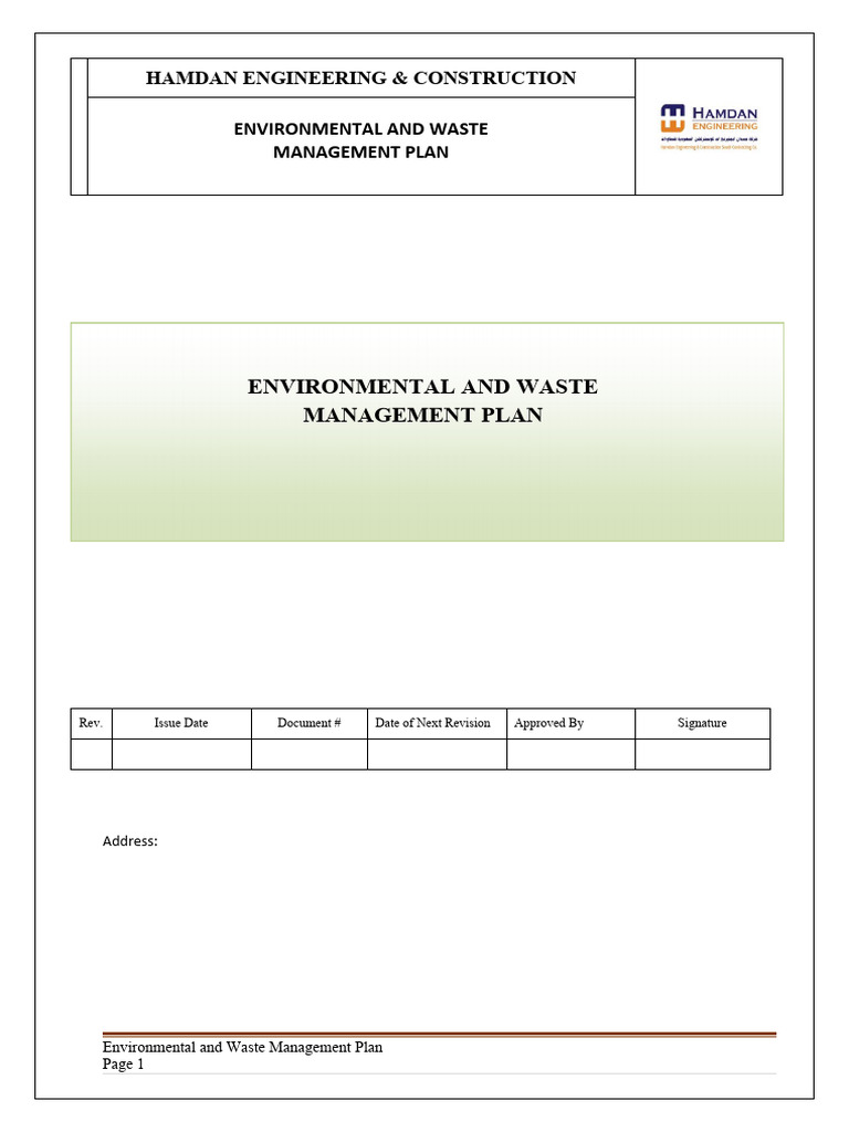 HAMDAN Environment and Waste Management Plan | PDF | Waste | Waste ...