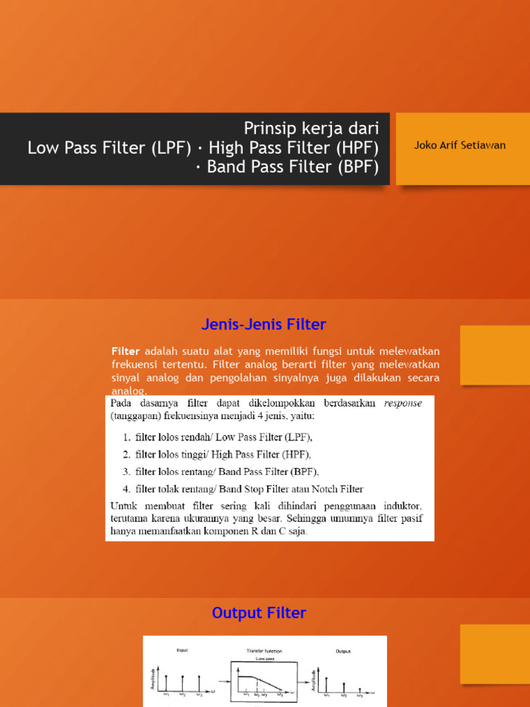 Prinsip kerja dan jenis filter (Pertemuan 1) | PDF