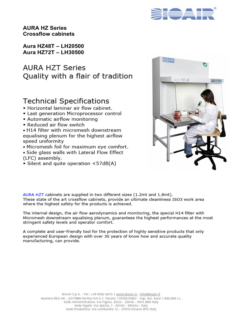 Data Sheet Bioair - Aura HZ | Download Free PDF | Continuum Mechanics | Chemical Engineering