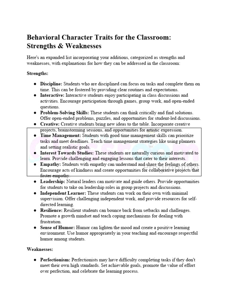 Assessment Report - Character &learning Behaviour | PDF | Learning ...