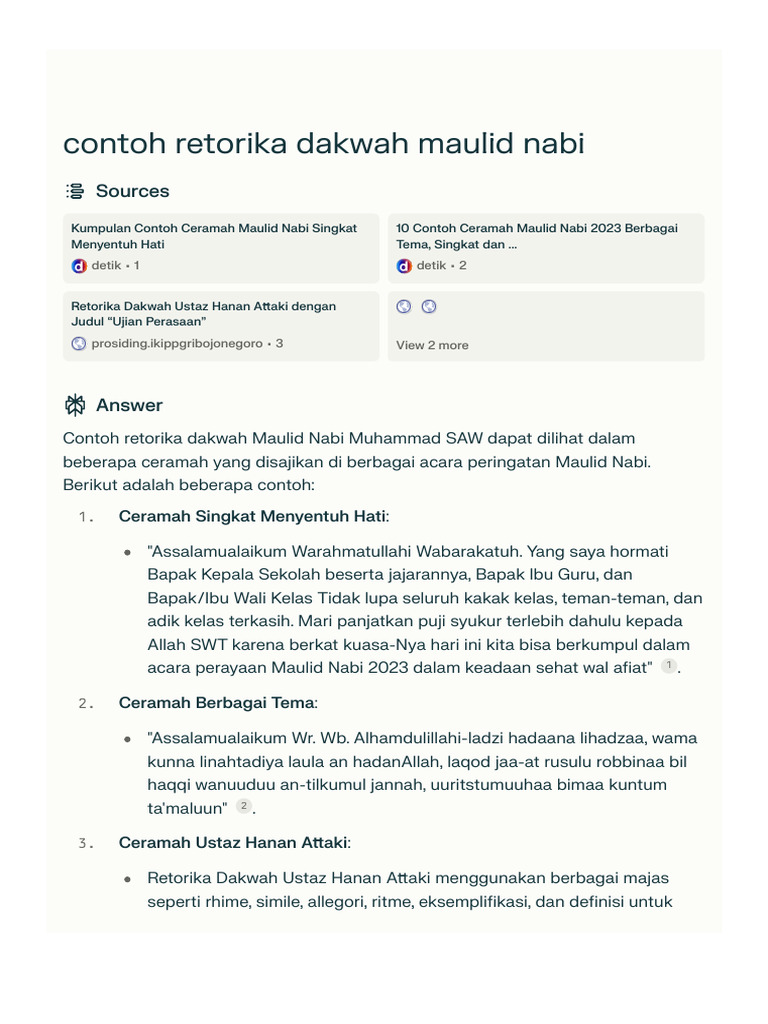 Contoh Retorika Dakwah Maulid Nabi 2 | PDF