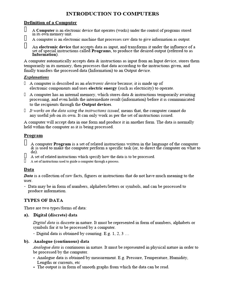 Topic 1 Ict Notes | Download Free PDF | Input/Output | Integrated Circuit